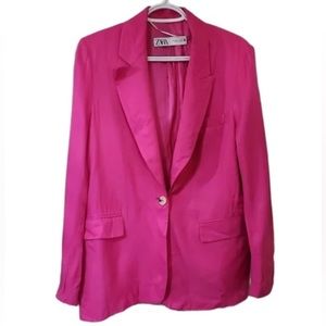 Zara | Jackets & Coats | Zara Silk Satin One Button Blazer | Poshmark